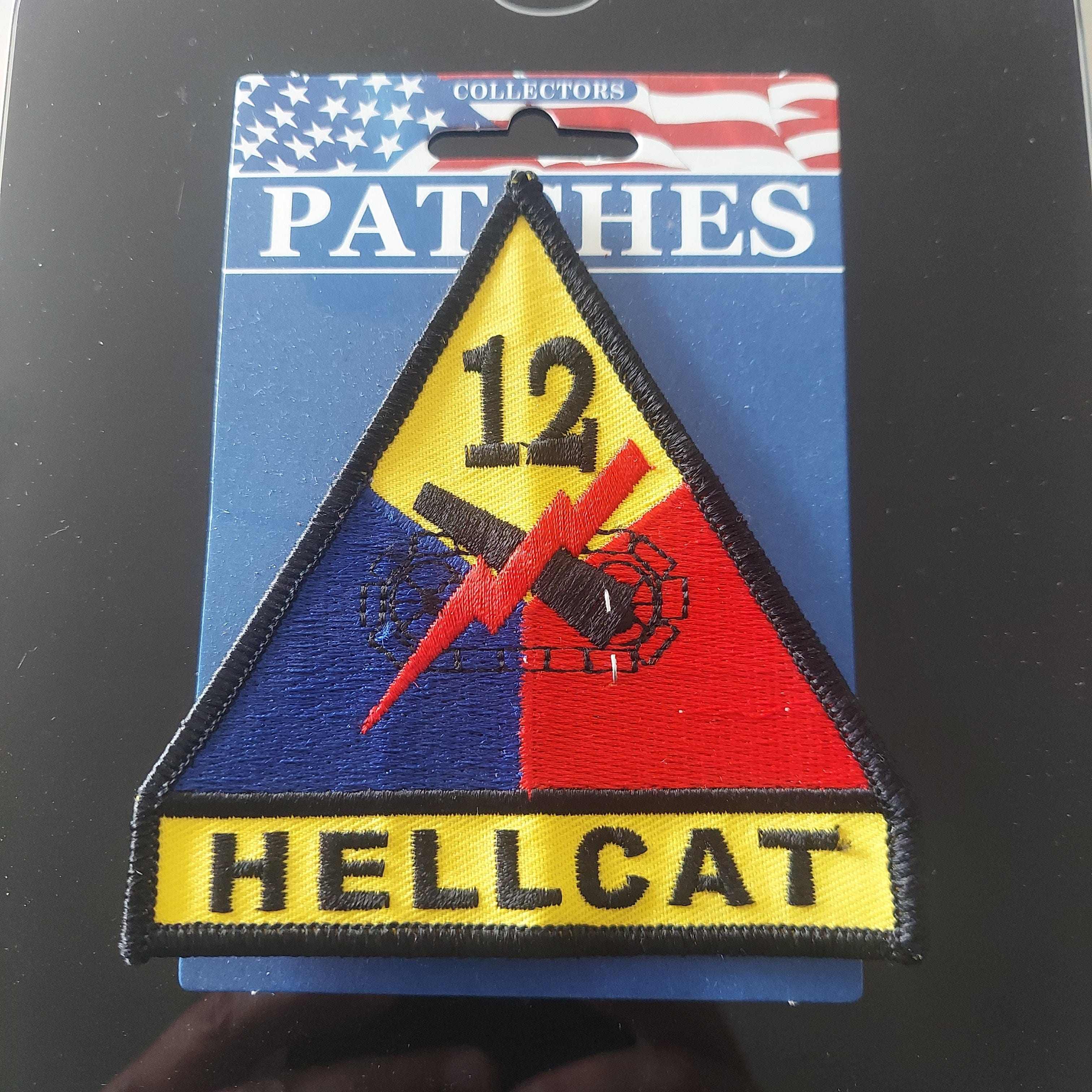 12th Armored Division Patch vibrant colors of red, and yellow accented ...