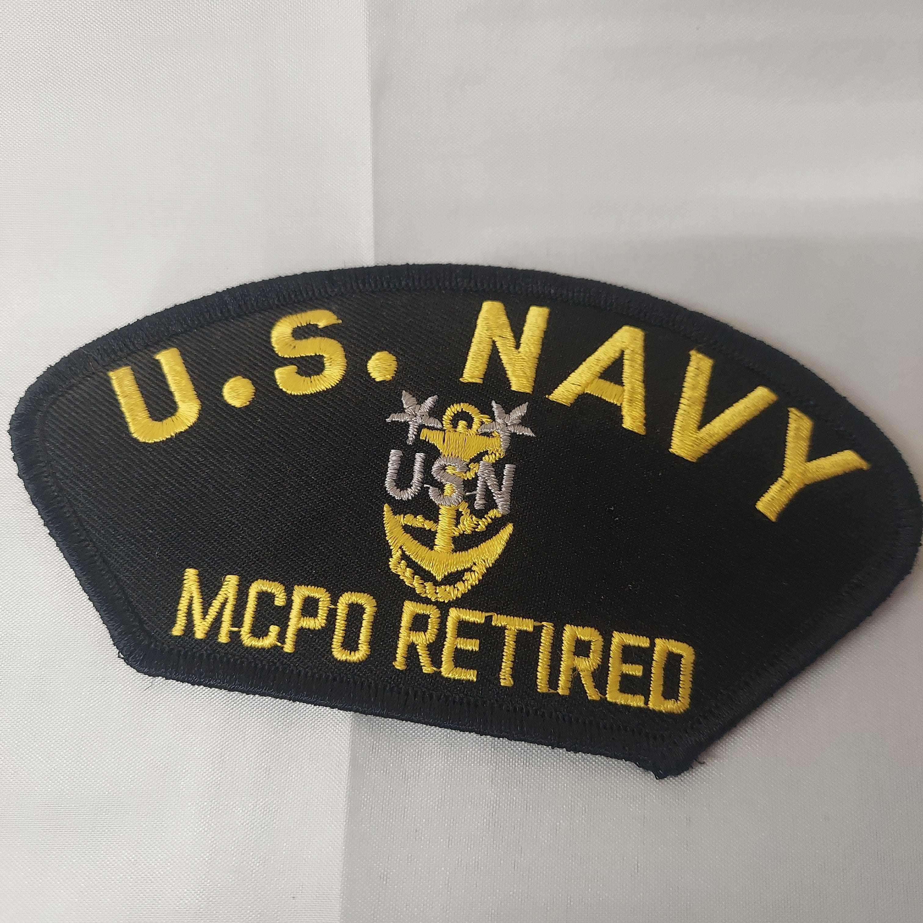 Navy MCPO Retired Hat Patch has high quality embroidered front and iro ...